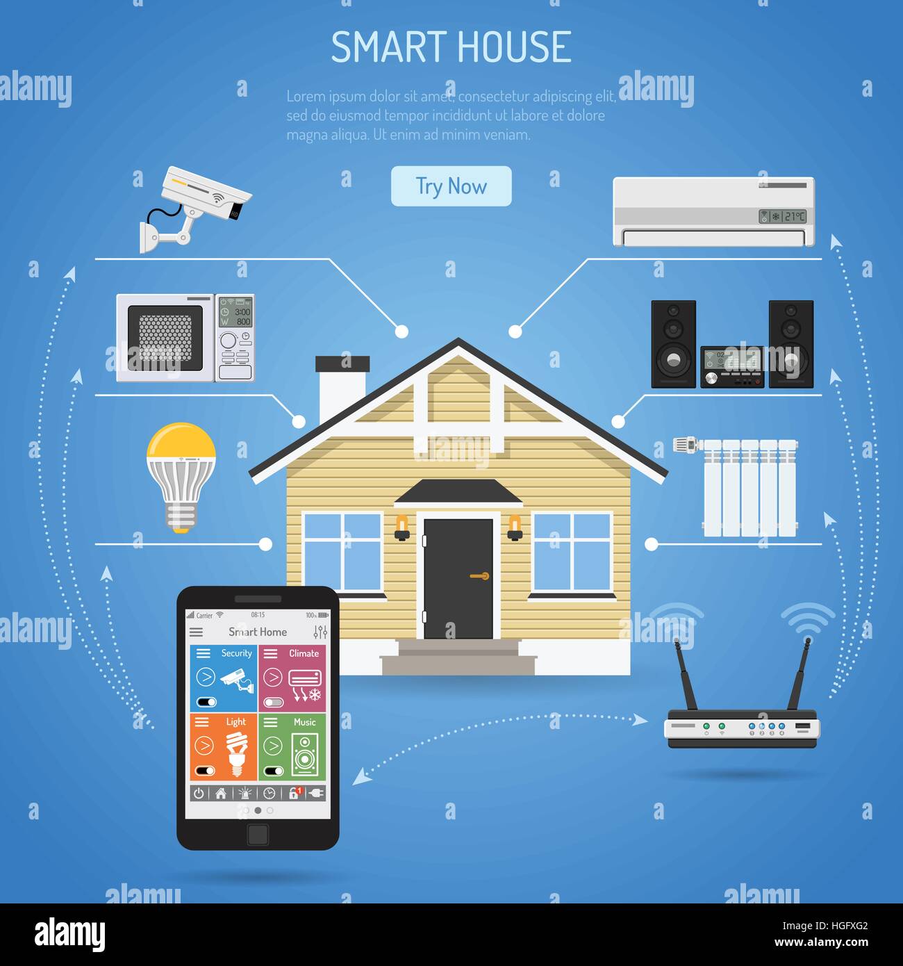 Smart House and internet of things Stock Vector Image & Art - Alamy