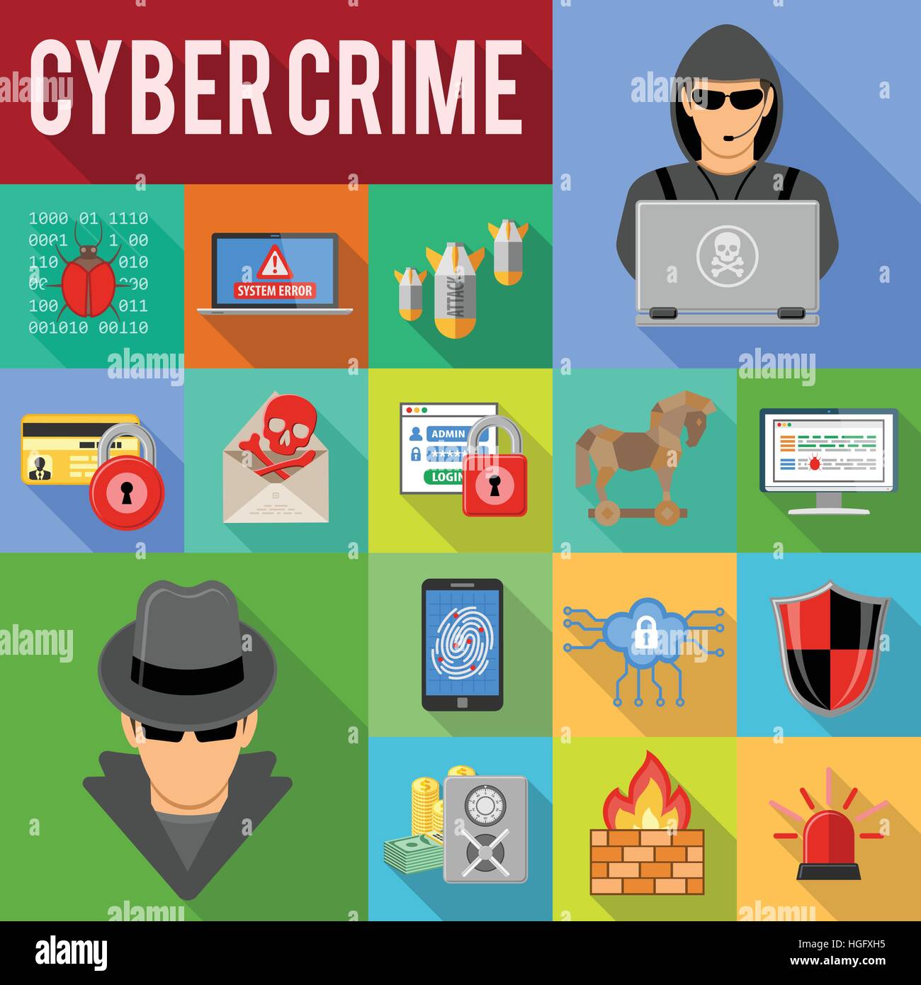 Cyber security long shadow icon hi-res stock photography and images - Alamy