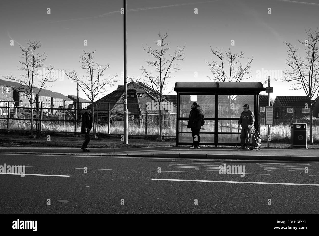 Bus stop britain Black and White Stock Photos & Images - Alamy