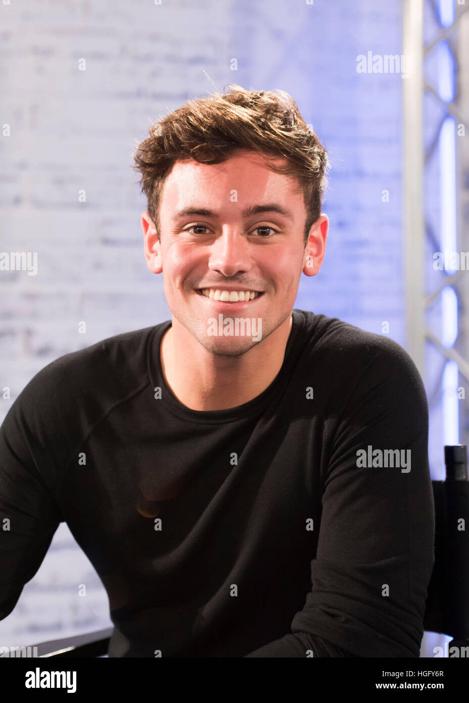 Tom Daley speaking at an AOL BUILD series event at AOL's Capper Street ...