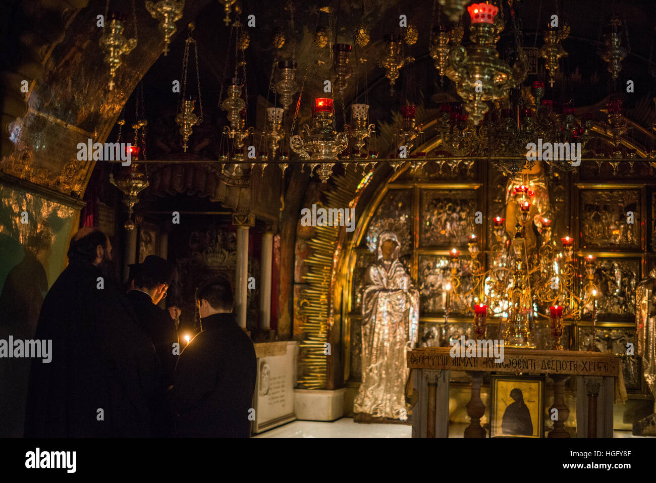 Crucifixion altar in the Church of Holy Sepulchre on Golgotha ...