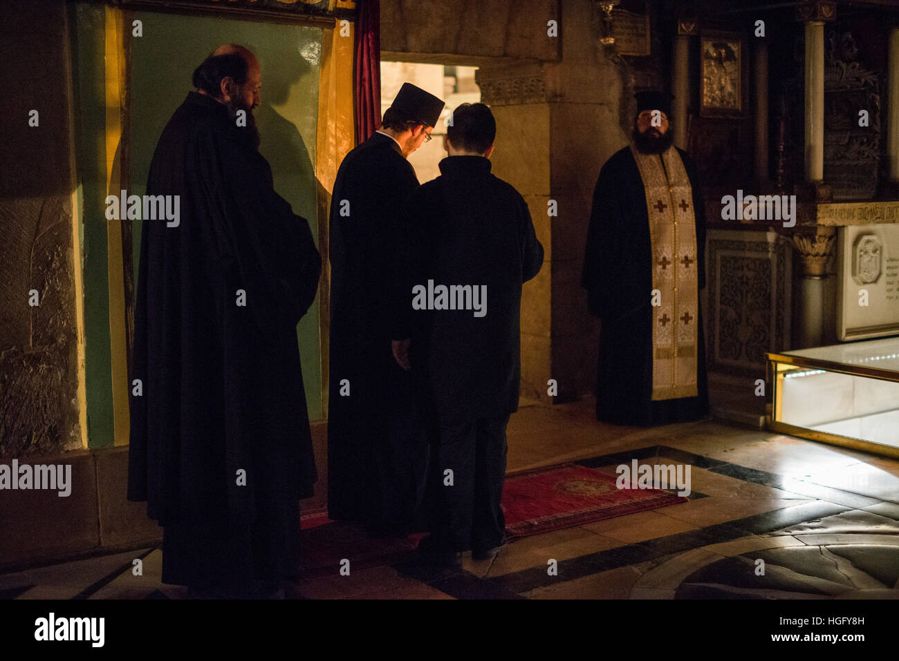 Crucifixion altar in the Church of Holy Sepulchre on Golgotha ...