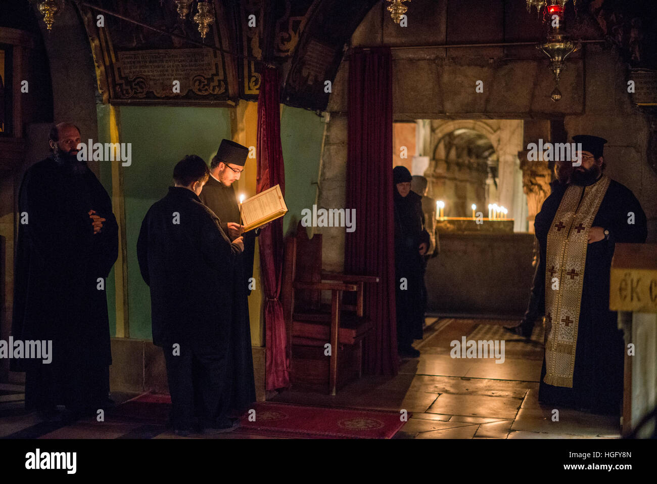 Crucifixion altar in the Church of Holy Sepulchre on Golgotha ...