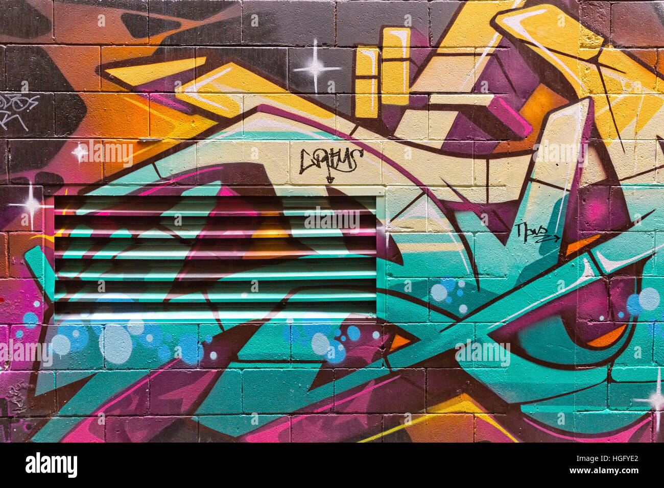 Melbourne, Australia - February 2015: Street art by unidentified artist ...