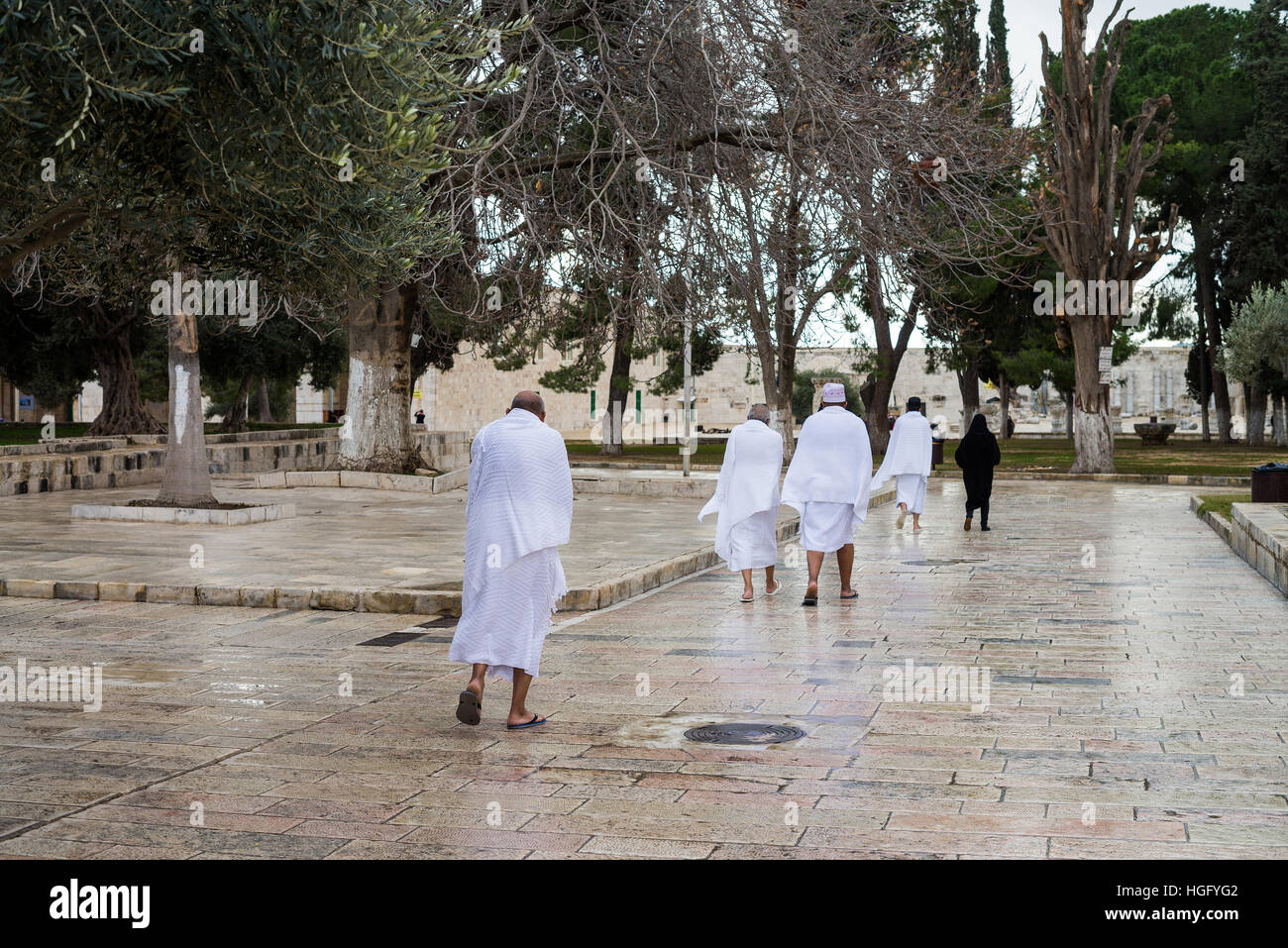 Muslims go to the Al-aqsa mosque for prayer, Jerusalem, Israel, Middle ...