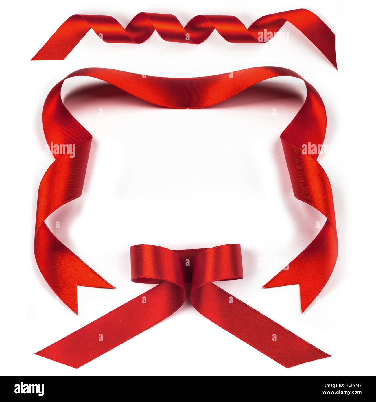 Fabric red ribbon set isolated on a white background Stock Photo - Alamy
