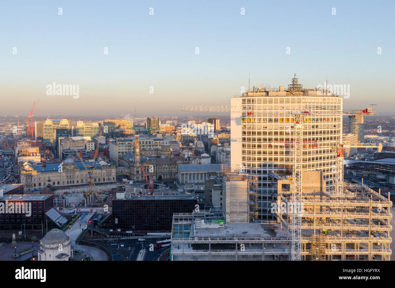 Roof top view of Birmingham skyline at dusk Stock Photo - Alamy