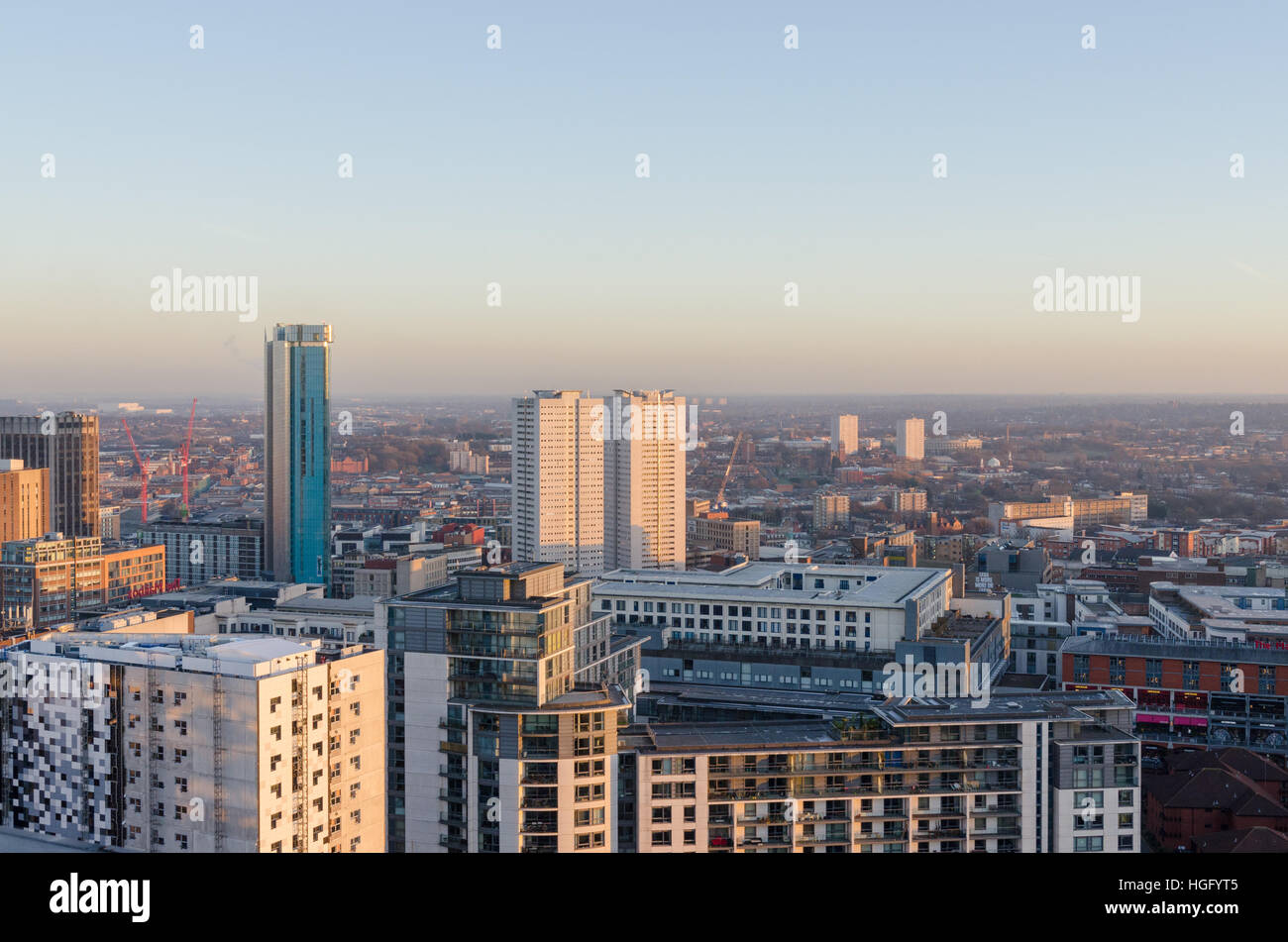 Roof top view of Birmingham skyline at dusk Stock Photo - Alamy