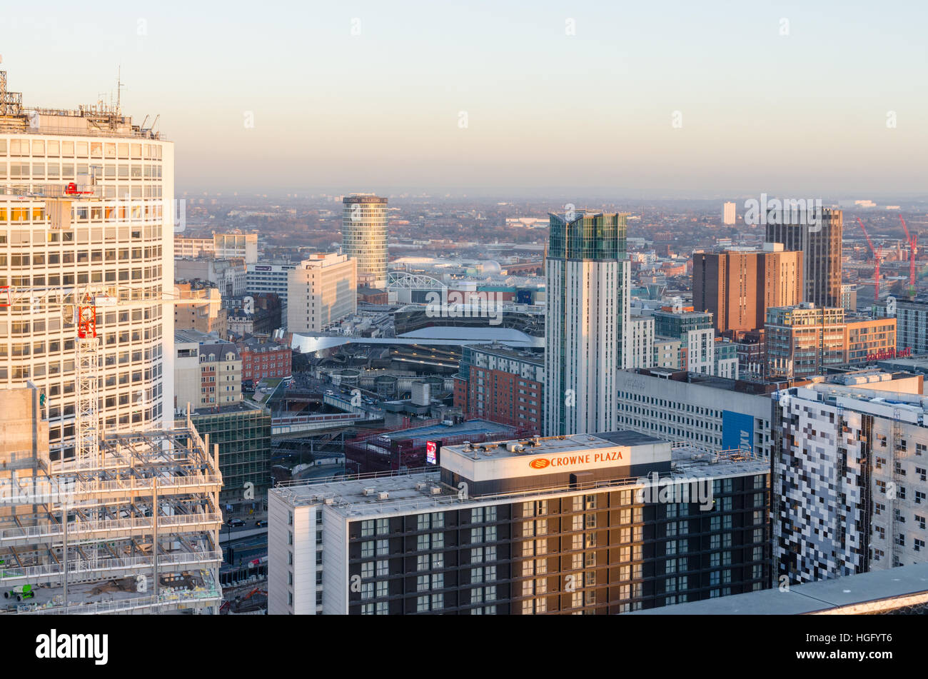 Roof top view of Birmingham skyline at dusk Stock Photo - Alamy