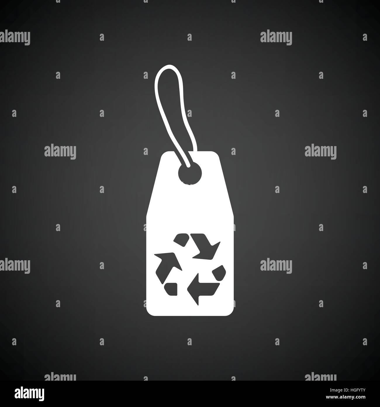 Tag and recycle sign icon. Black background with white. Vector ...