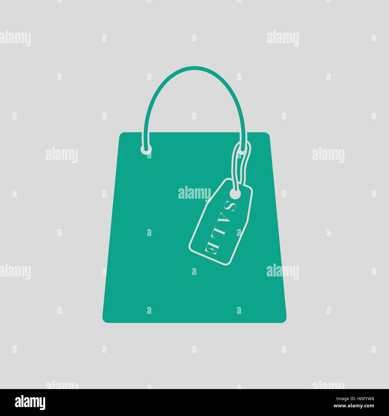 Shopping bag with sale tag icon. Gray background with green. Vector ...