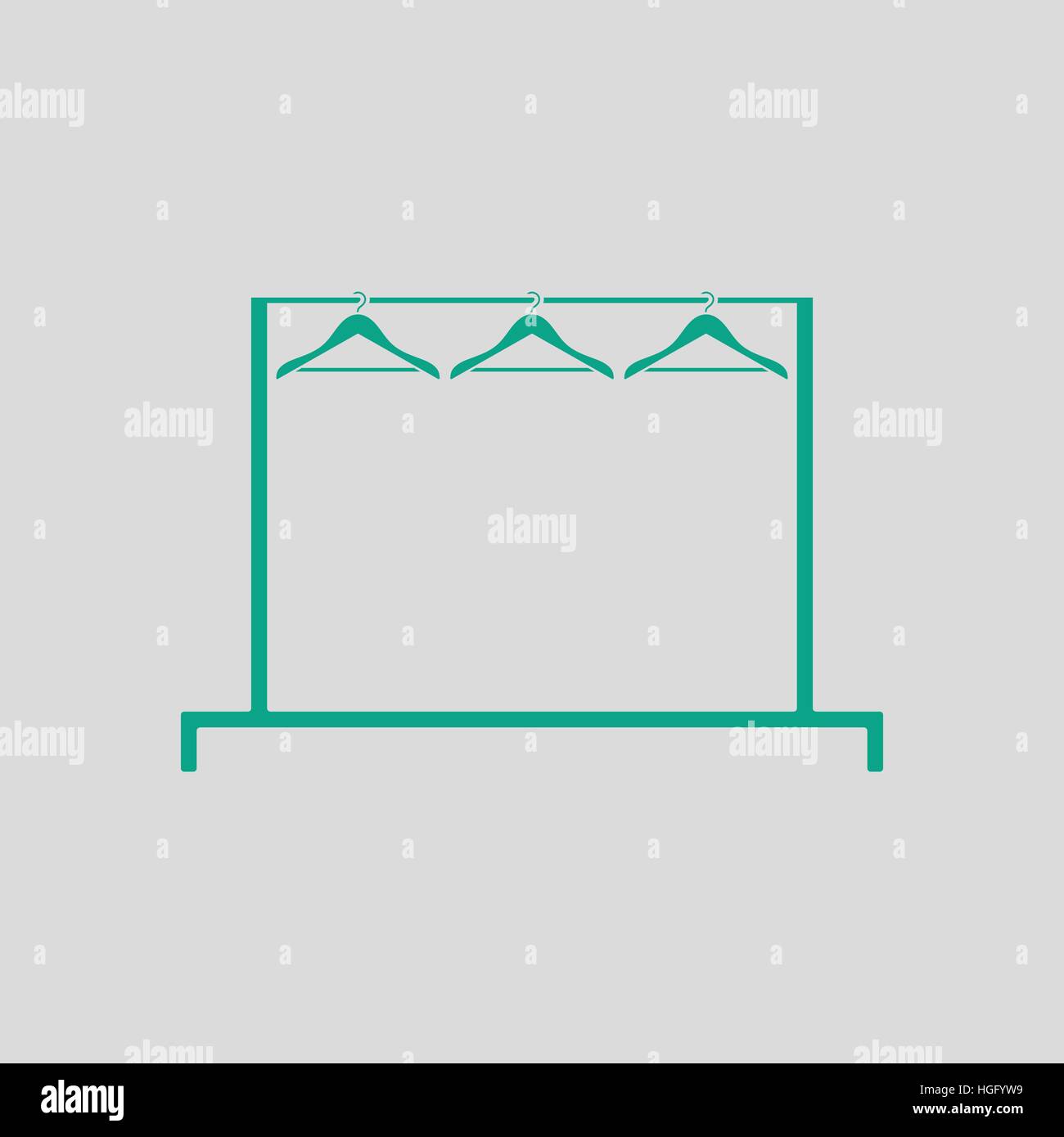 Clothing rail with hangers icon. Gray background with green. Vector ...