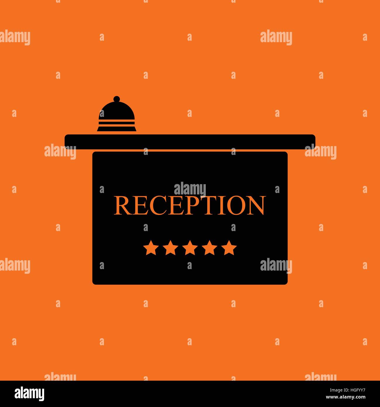 Hotel reception desk icon. Orange background with black. Vector ...
