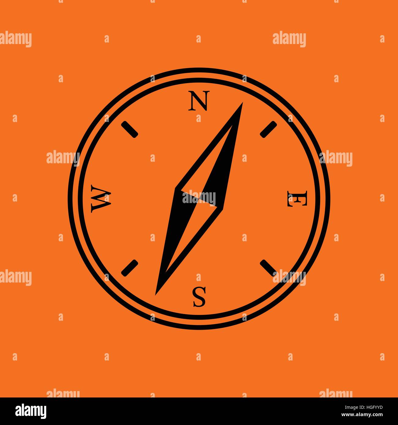 Compass icon. Orange background with black. Vector illustration Stock ...
