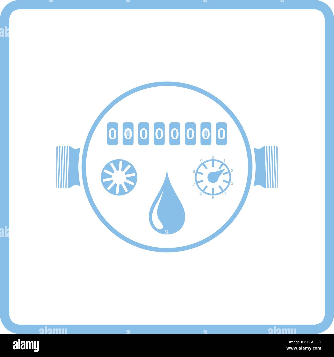 Water meter icon. Blue frame design. Vector illustration Stock Vector ...