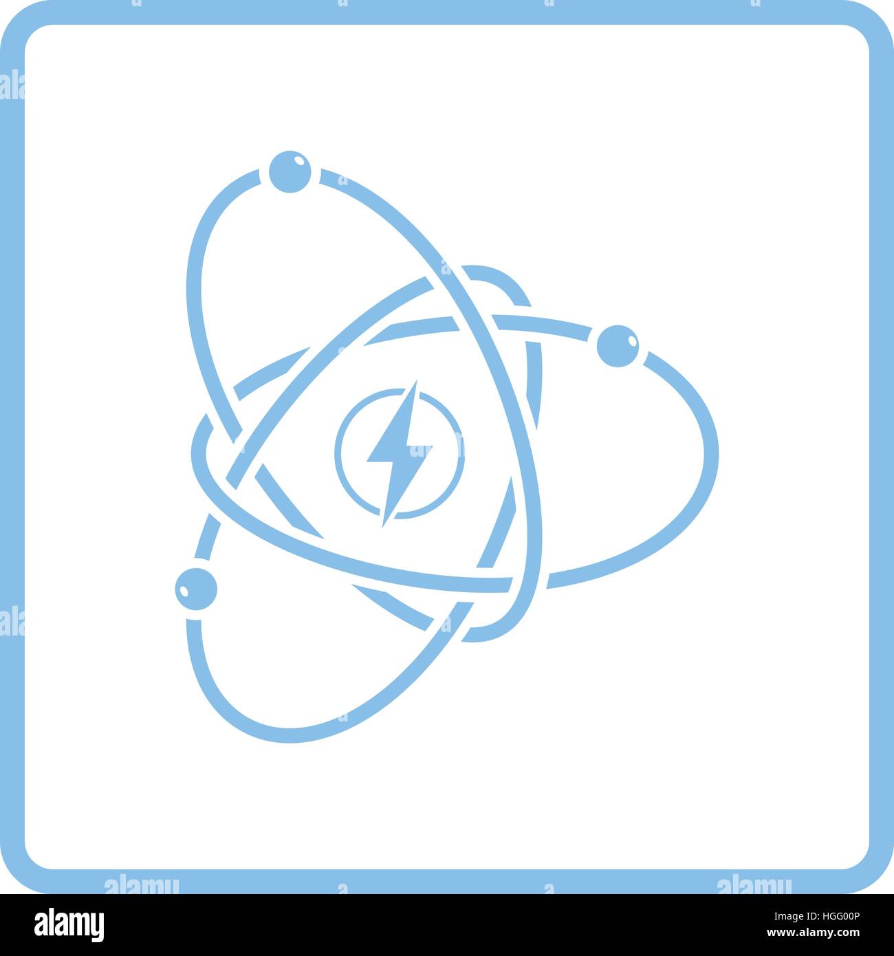 Atom energy icon. Blue frame design. Vector illustration Stock Vector ...