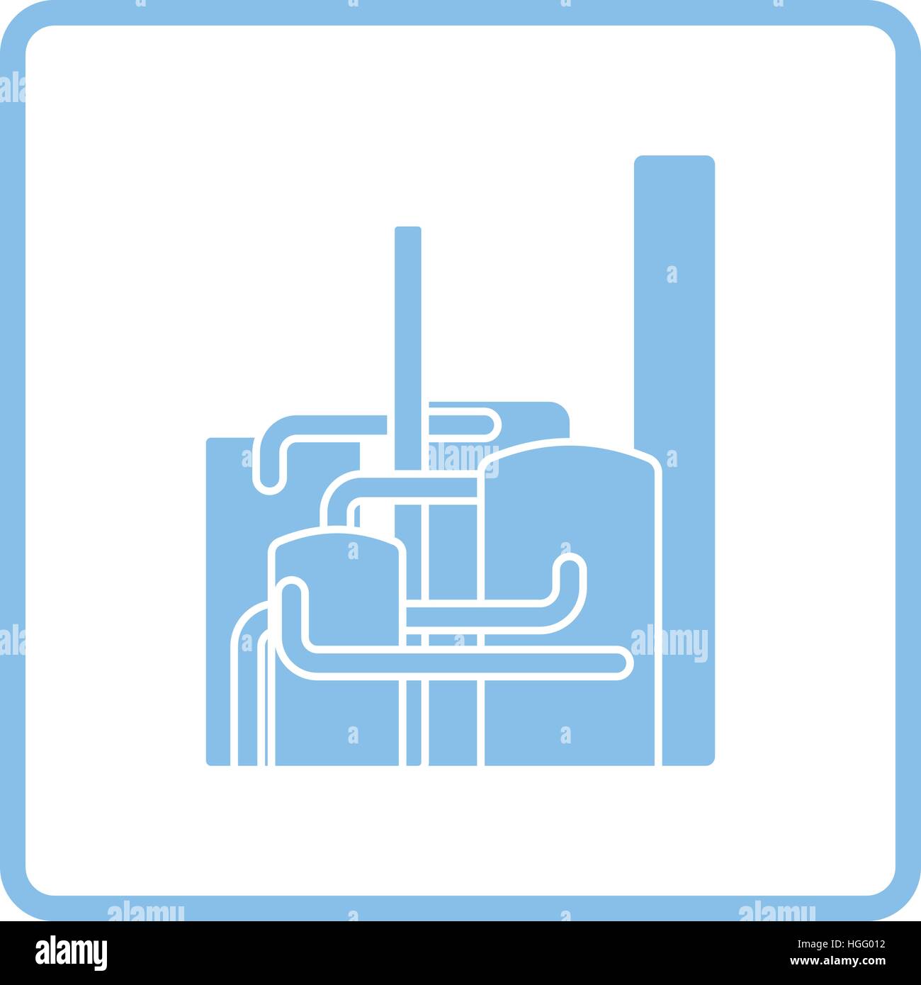 Chemical plant icon. Blue frame design. Vector illustration Stock ...