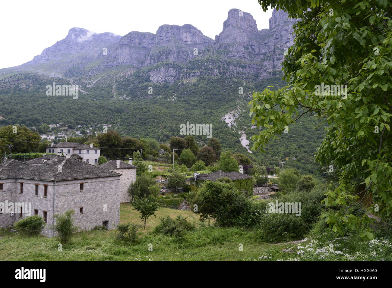 a view to the astrakas towers at papigo , zagoria, Greece Stock Photo ...