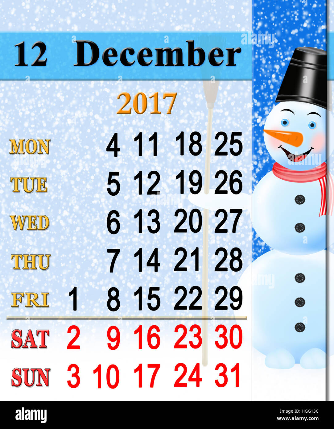 beautiful calendar for December 2017 with vertical ribbon of fabulous ...