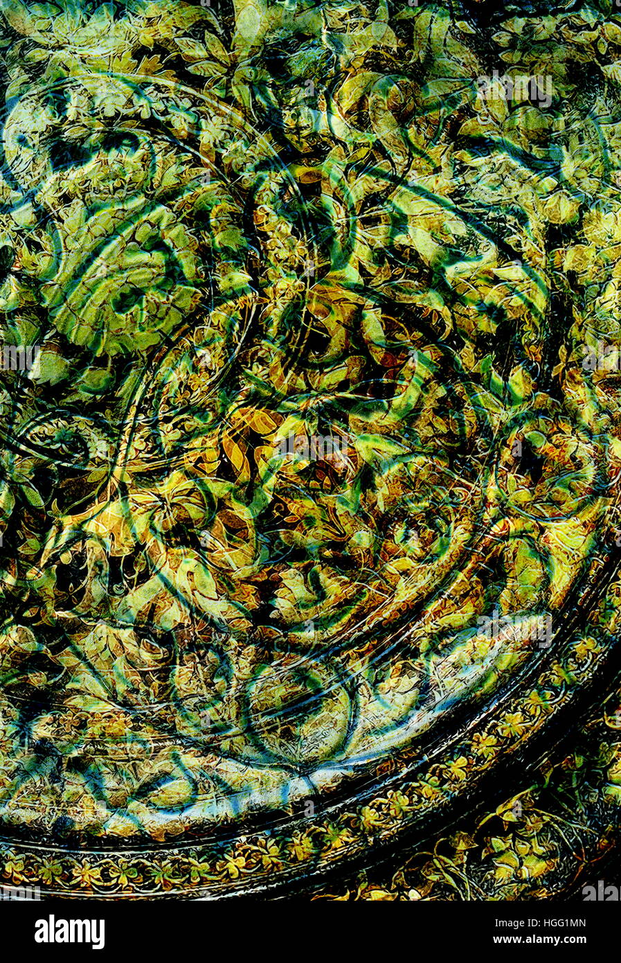 ancient floral ornamental structure with filigrane pattern on abstract ...