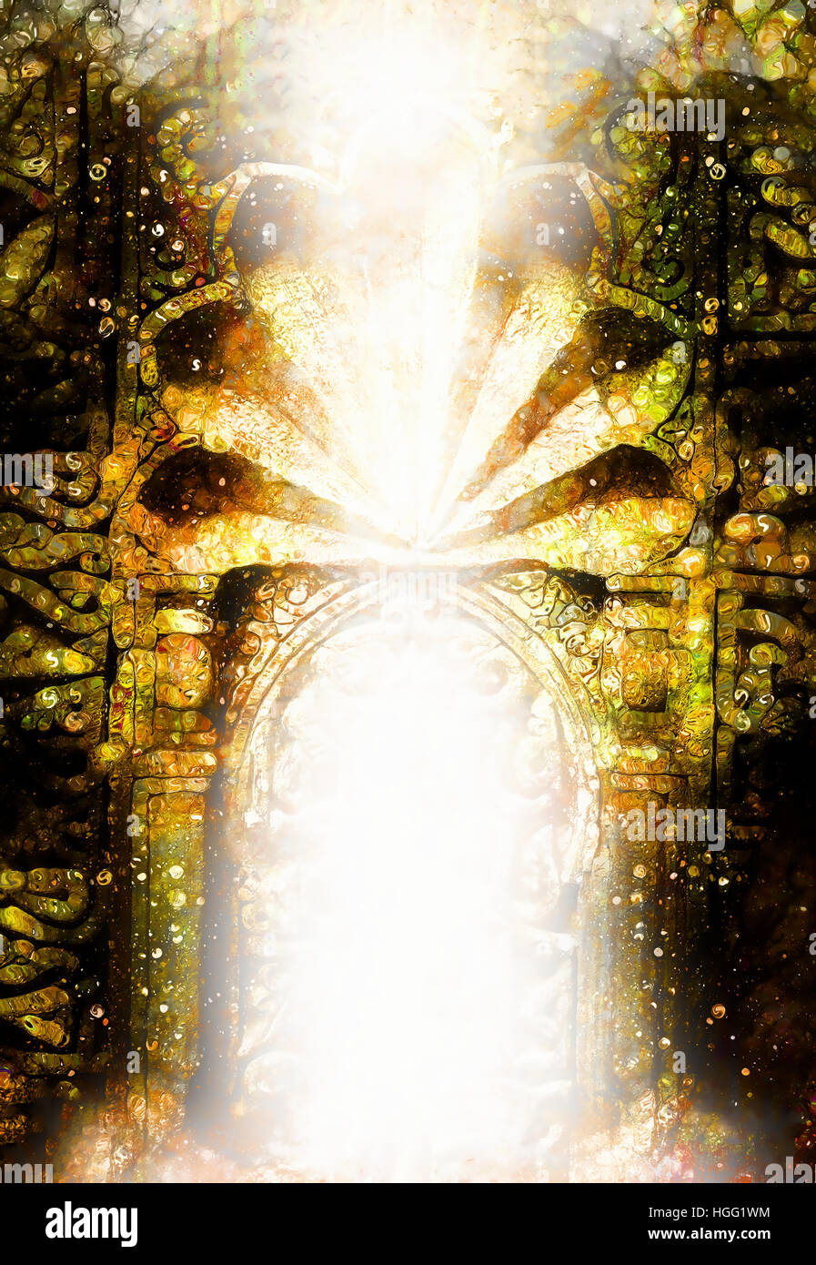 gate of light, dimensional portal with ancient ornaments on side Stock ...