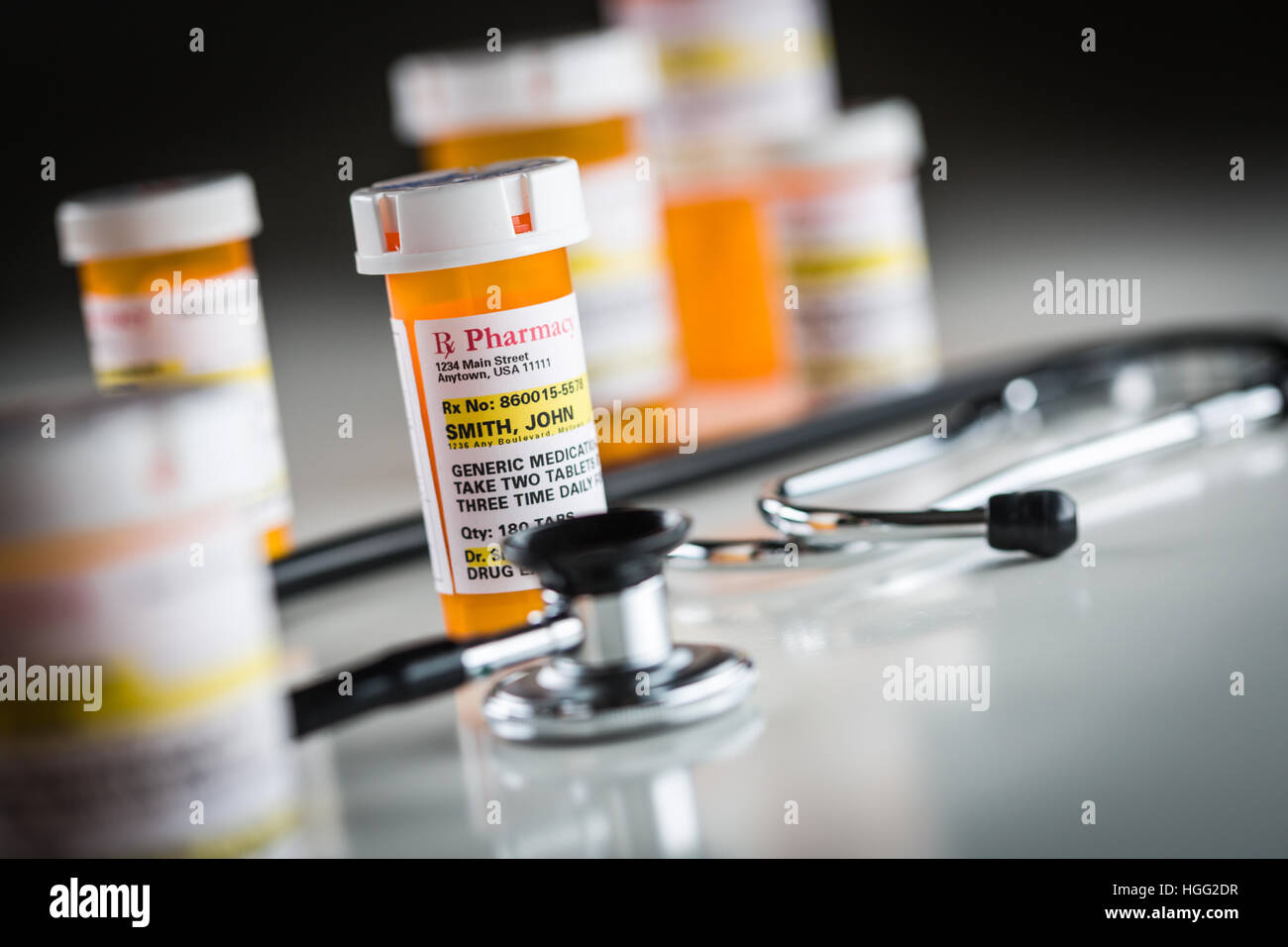 Several Non-Proprietary Medicine Prescription Bottles Abstract with ...