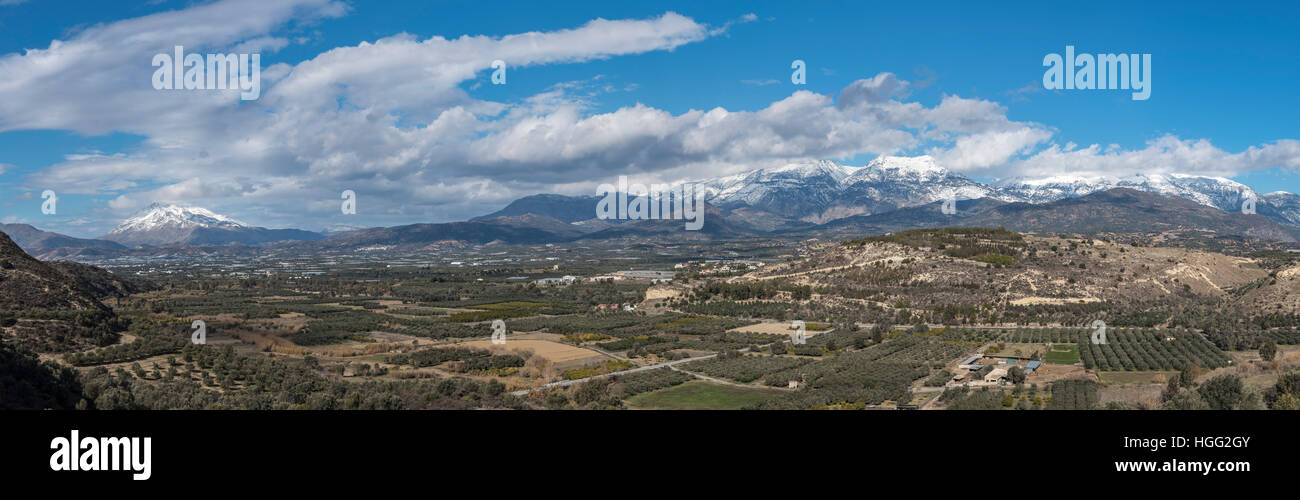 Messara plain panorama as shot from Festos archaeological site Stock ...
