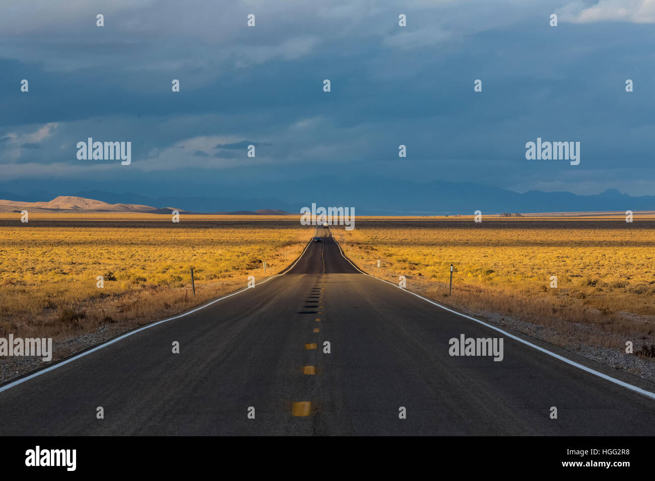 Stormy skies along the road between the Toquima Range (shown) and the ...