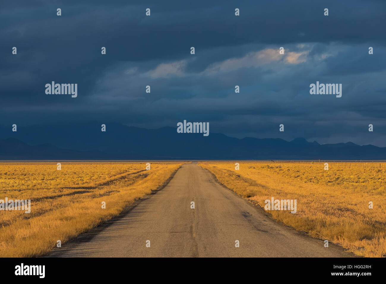 Stormy skies along the road between the Toquima Range (shown) and the ...