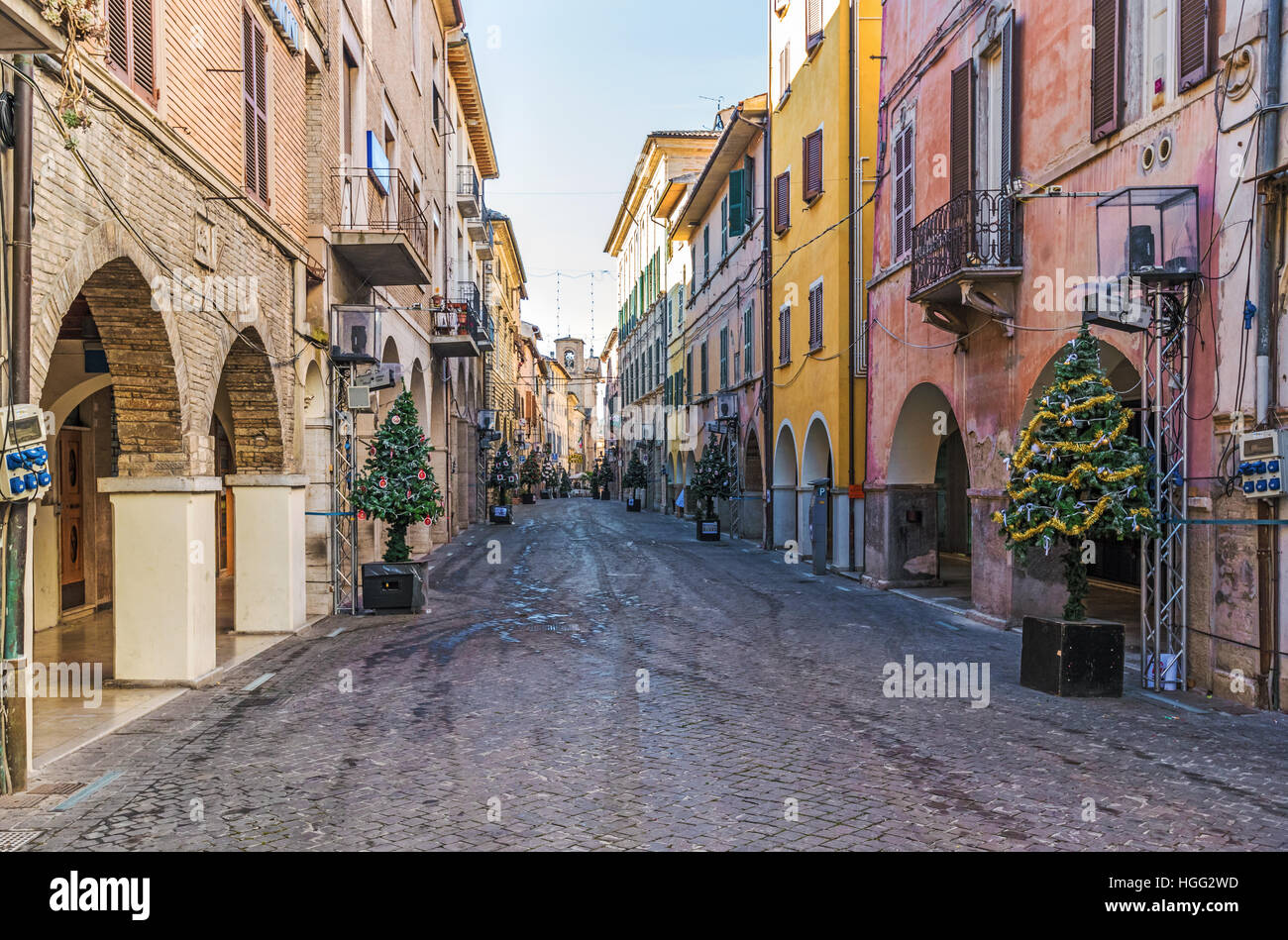 Fossombrone (Italy), a town with river bridge in Marche region with the ...