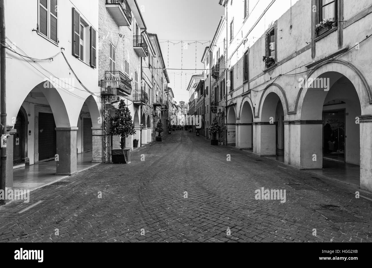 Fossombrone (Italy), a town with river bridge in Marche region with the ...