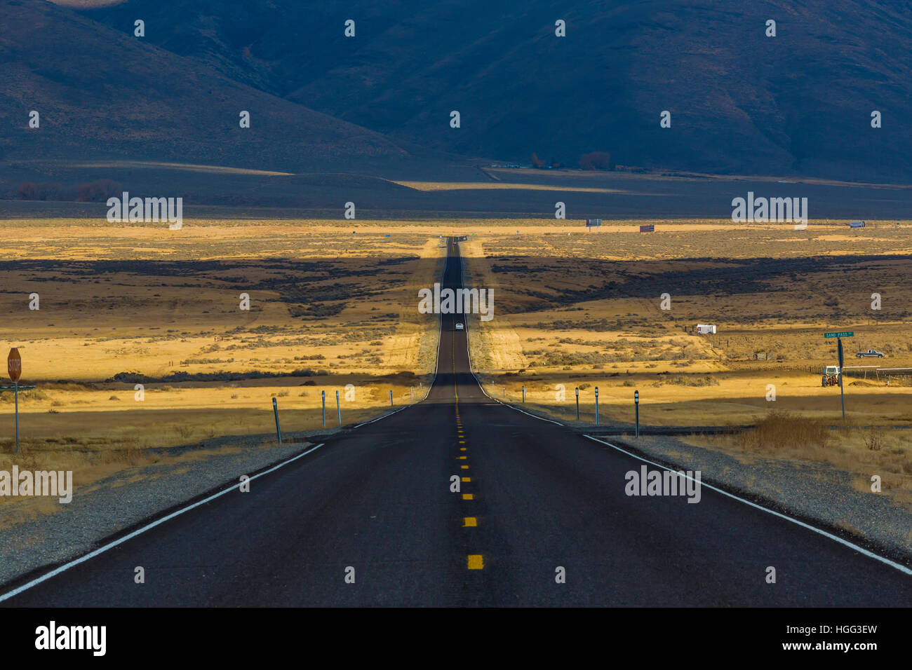 Looking along NV 140 toward the Santa Rosa Range in the basin and range ...