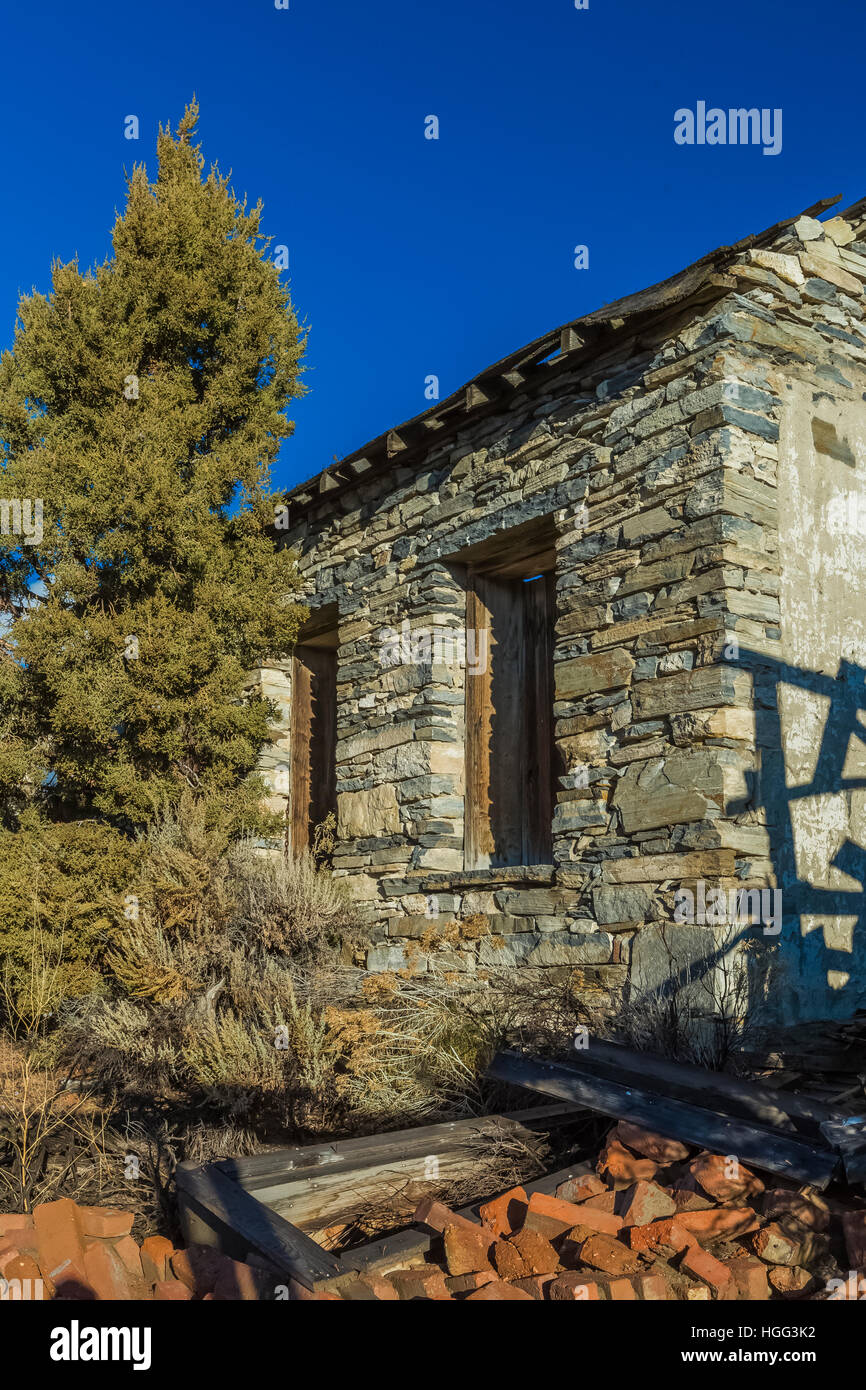 Remnants of old buildings inhabit the old silver mining semi ghost town ...