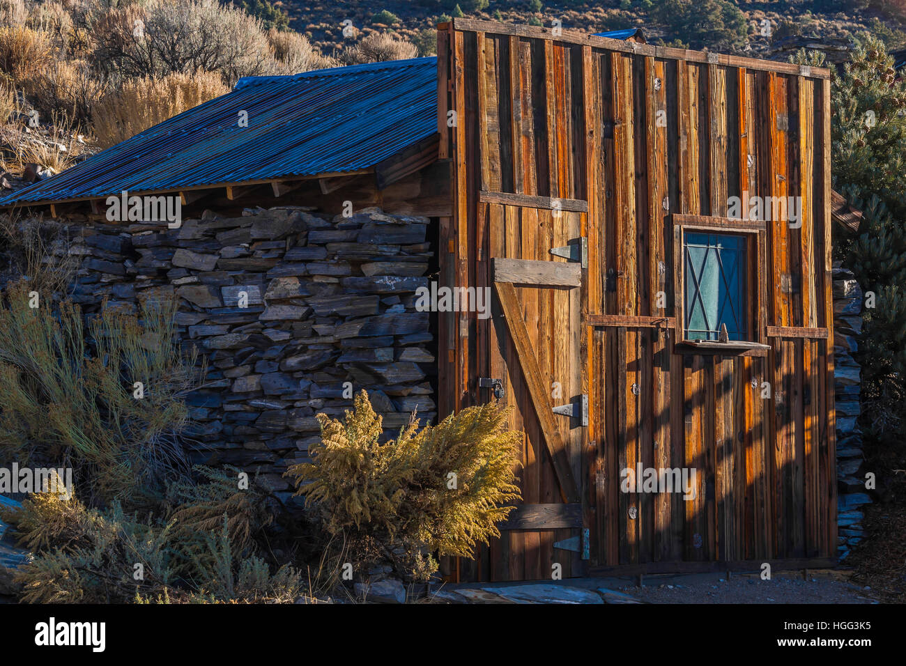 Remnants of old buildings inhabit the old silver mining semi ghost town ...