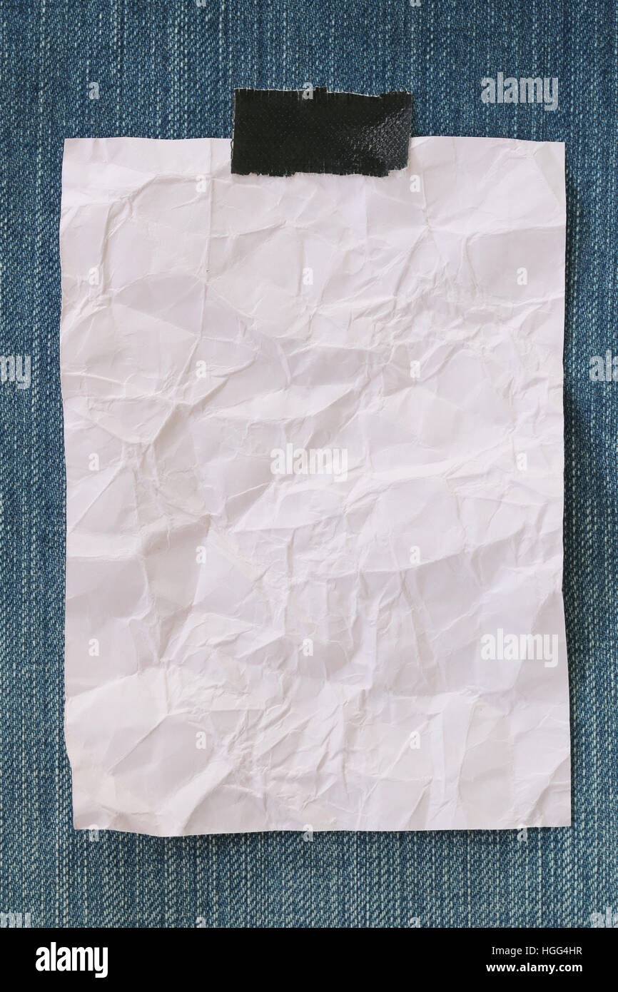 Note paper crumpled of empty and copy space on Denim background,You can ...