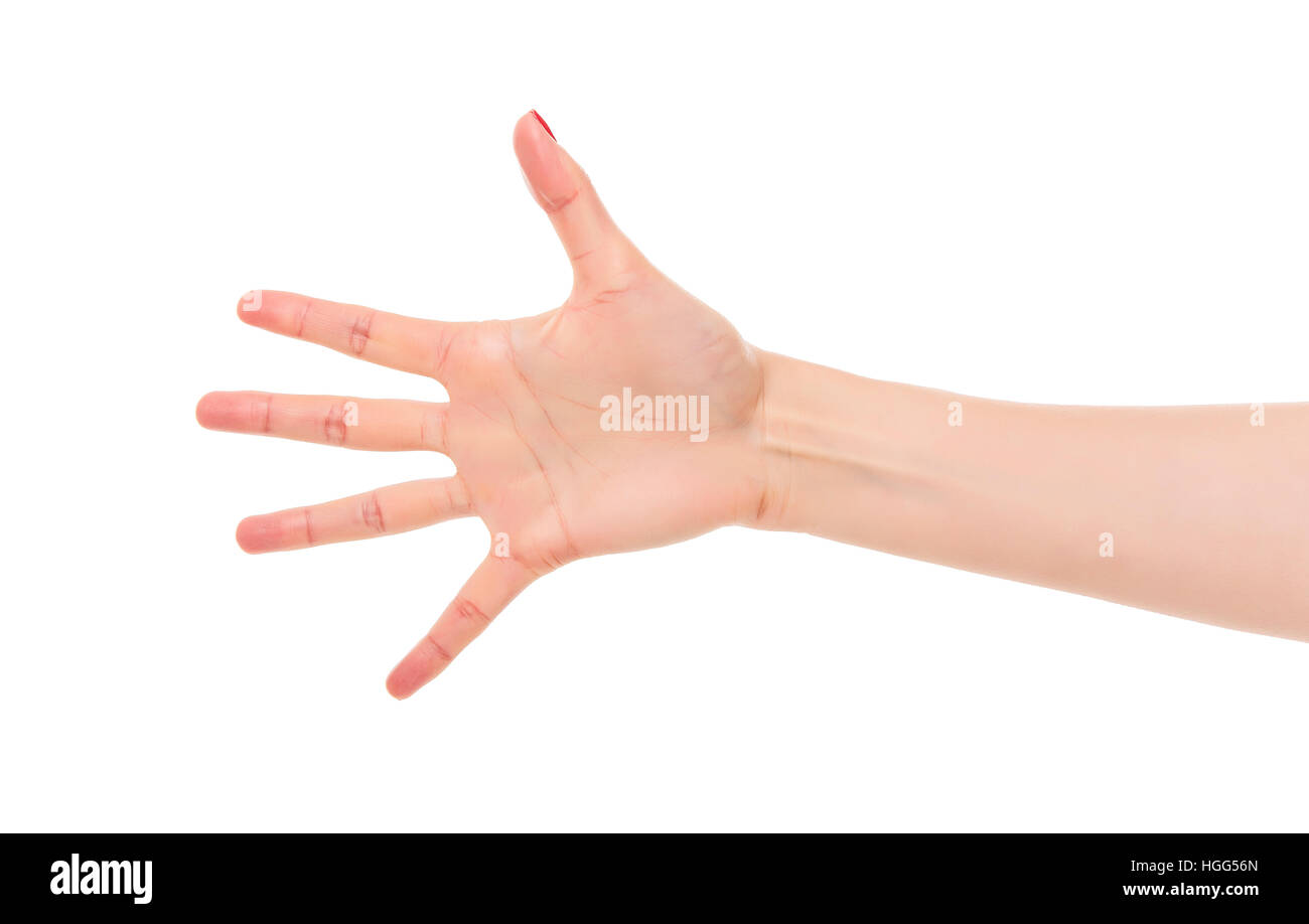 Counting woman hands five Stock Photo - Alamy