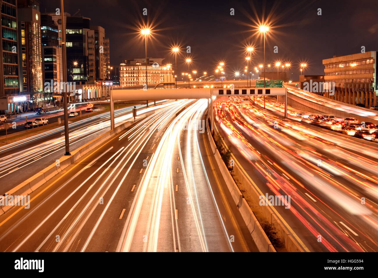 Heavy traffic in Dubai-Sharjah road, Al Ittihad road in rush hour ...