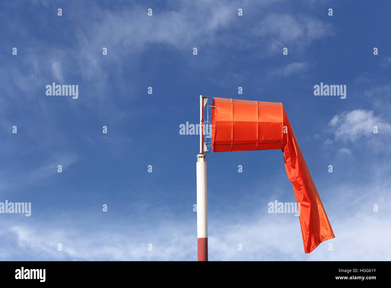 Wind sock of equipment check the wind blow direction in day time on ...