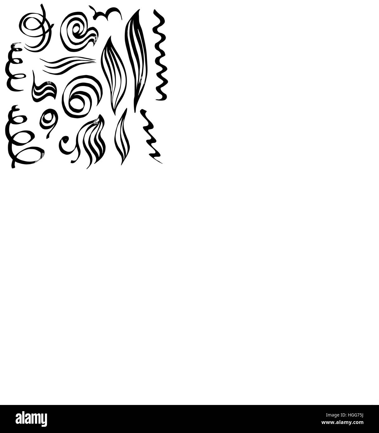 Spiral curls and sketched abstract lines. Hand-drawn doodle maked by ...