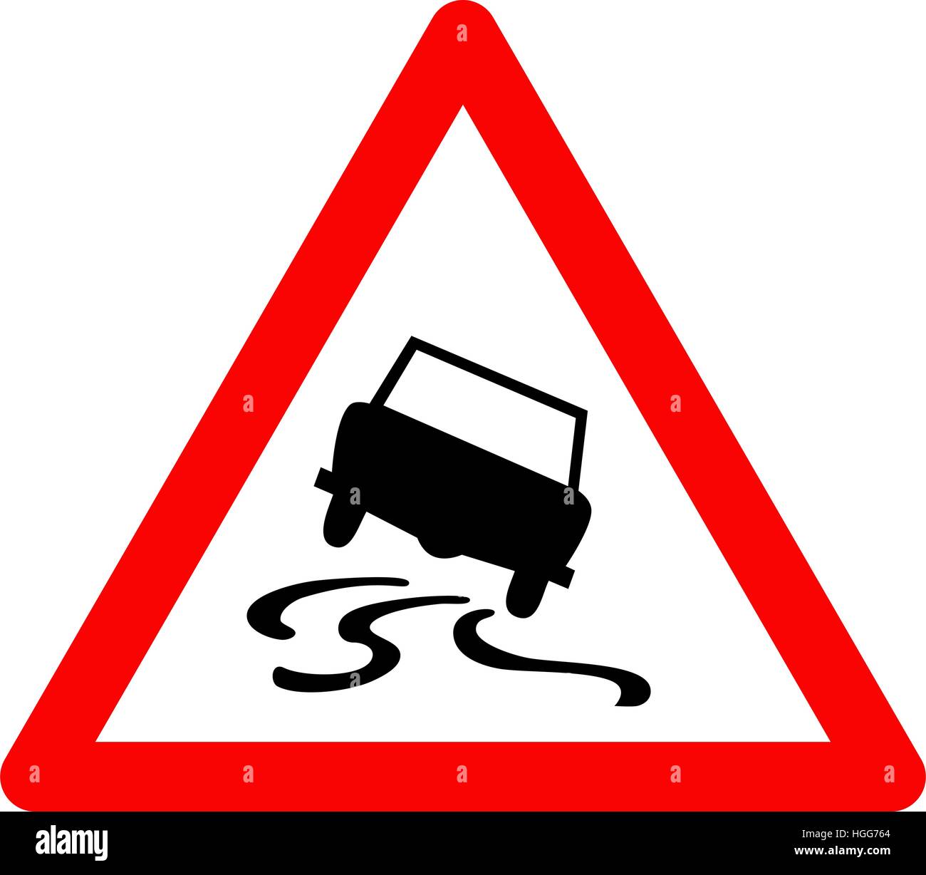Vector triangle traffic sign for slippery road Stock Vector Image & Art ...