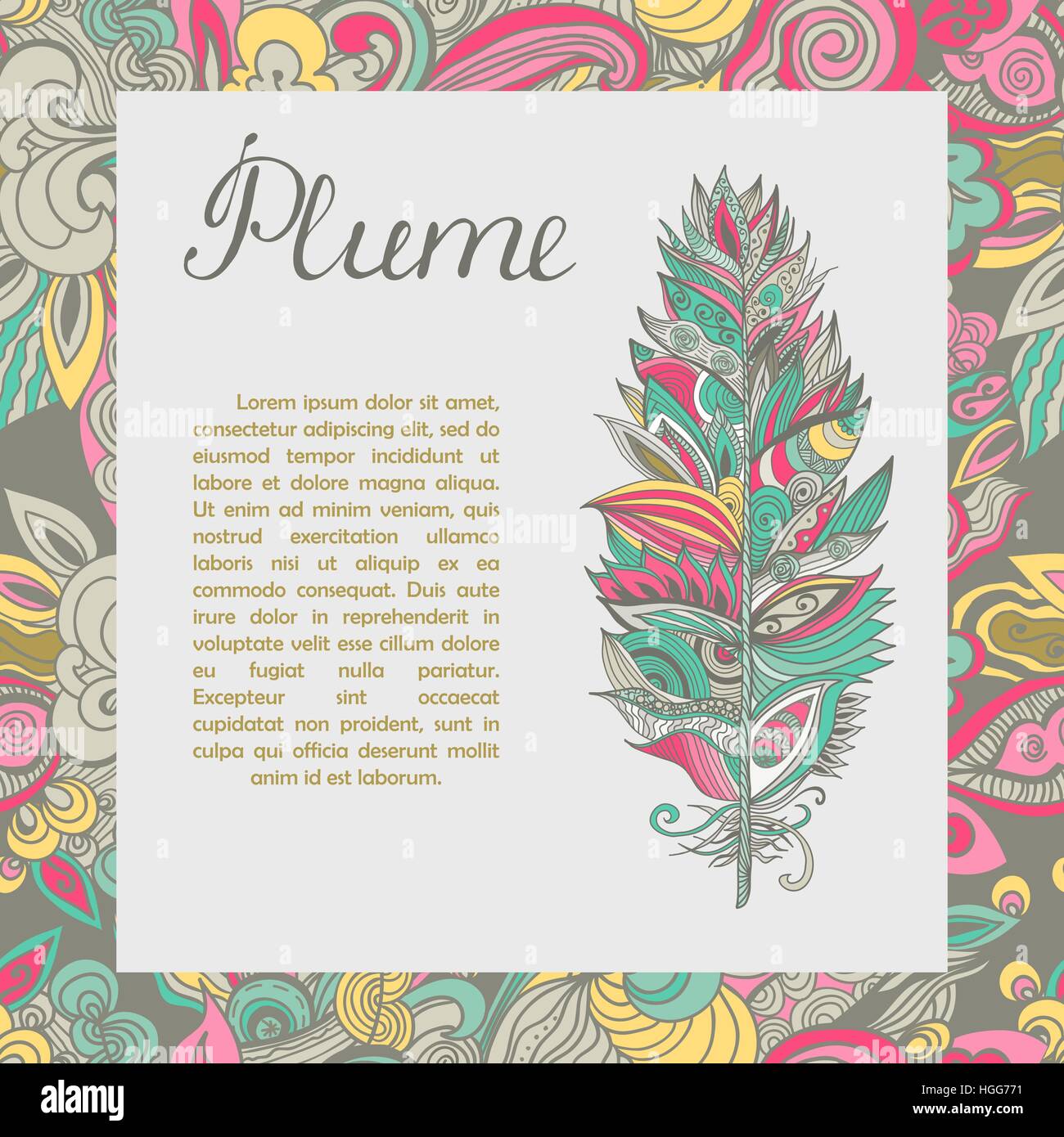 Vector postcard with plume and text sample Stock Vector Image & Art - Alamy