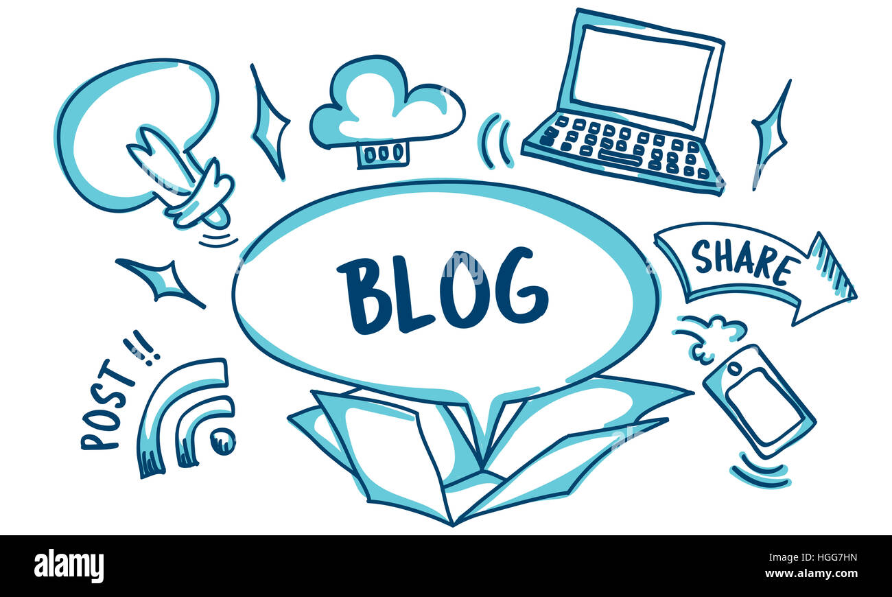 Blog Ideas Outside Box Sketch Concept Stock Photo - Alamy
