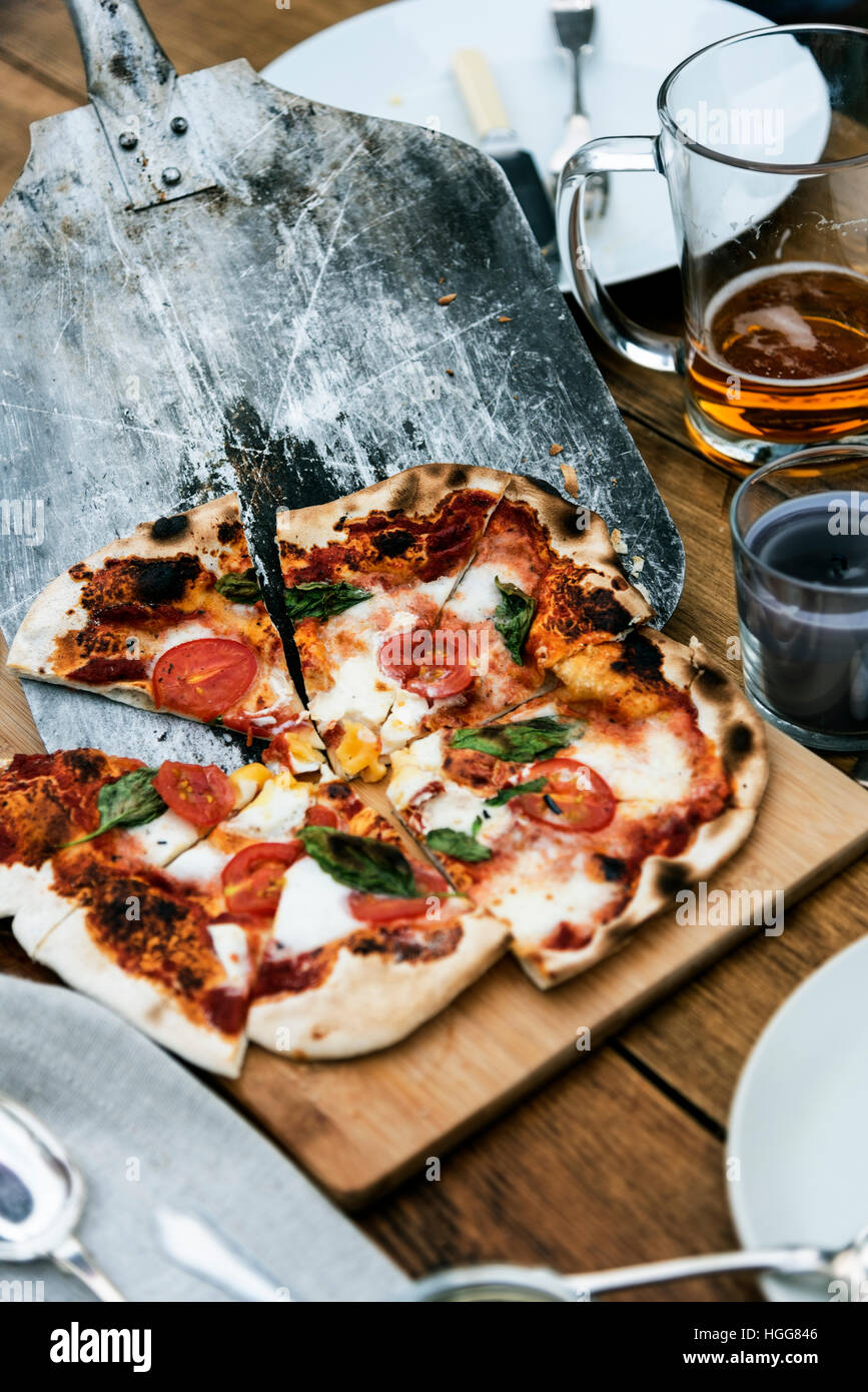 Pizza Homemade Dinner Table Concept Stock Photo - Alamy