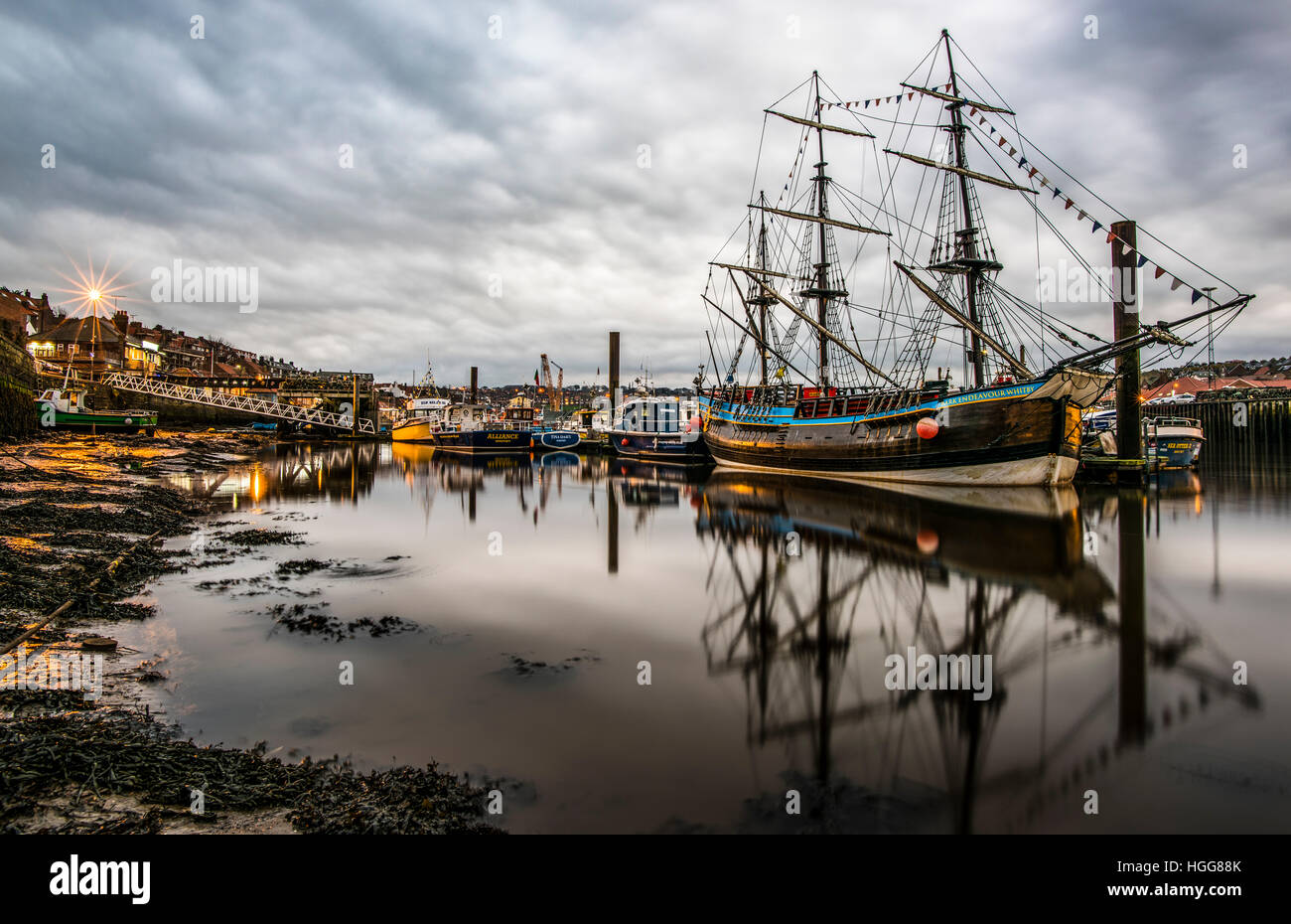 The wonderful historic town of Whitby, North Yorkshire, with its many ...