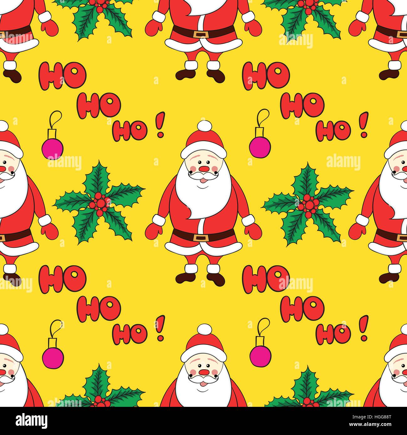 Christmas seamless pattern with cartoon Santa. Vector Stock Vector ...