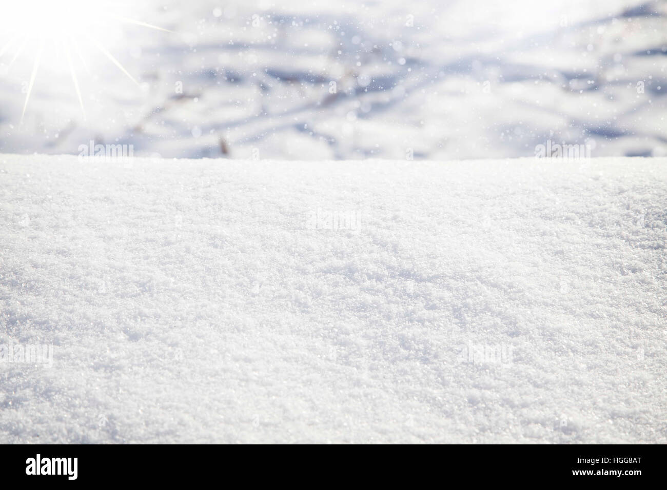 Winter scene background with cold sun and icy smooth snow Stock Photo ...