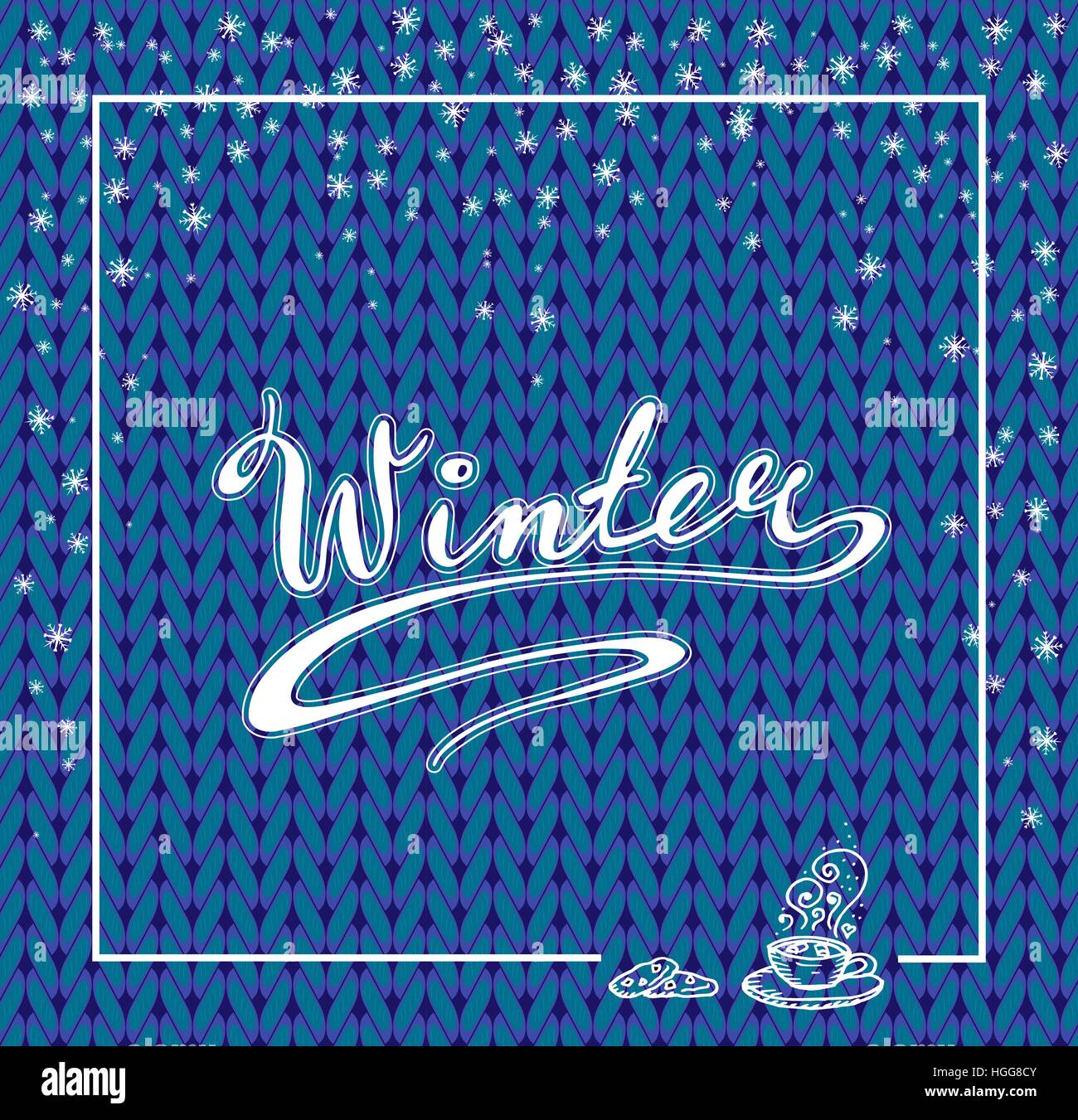 Winter lettering. Hand drawn. Snow and hot chocolate. Vector Stock ...