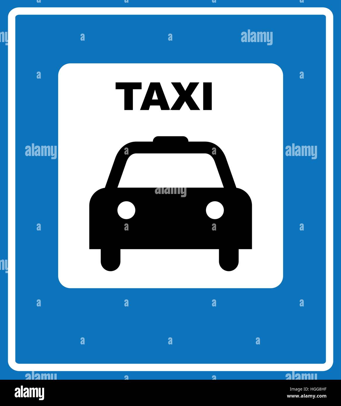 Taxi Blue Sign - Illustration of Taxi Symbol on blue square sign Stock ...