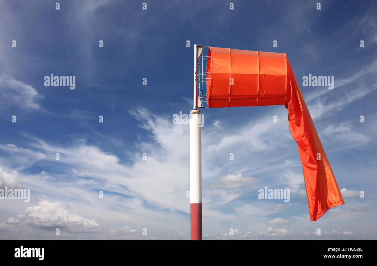 Wind sock of equipment check the wind blow direction in day time on ...