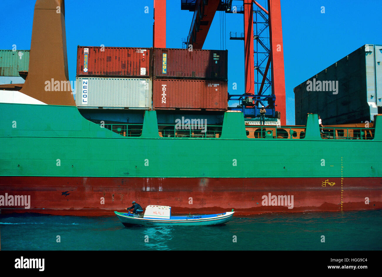Container Ship and Containers in the Bosporus Straits Istanbul Turkey ...